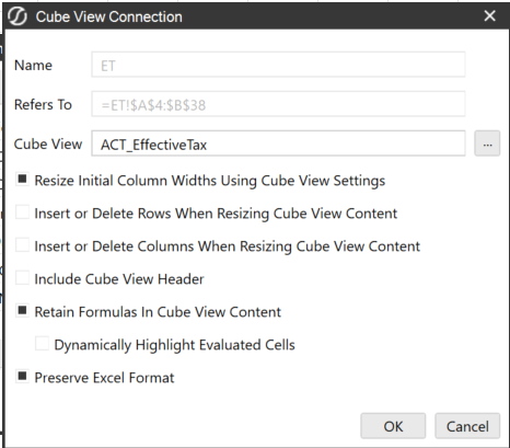 Cube View Connection – Excel Formula Not Being Retained | OneStream Community