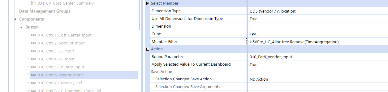 How to use the 'Remove' member expansion in a button 'Select Member ...