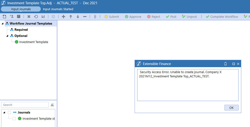 Security Access Error. Unable to create journal. | OneStream Community