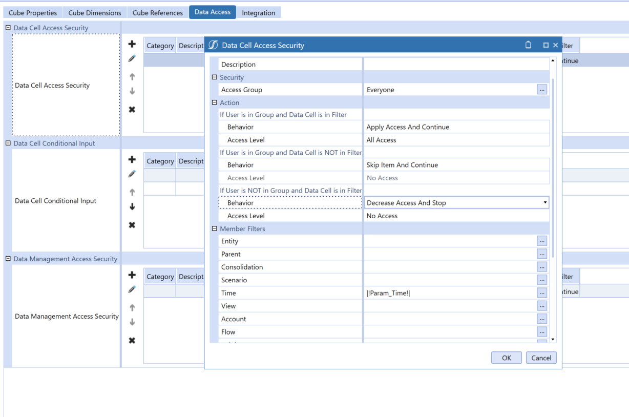 Parameter use in the Cube data access security section | OneStream Community