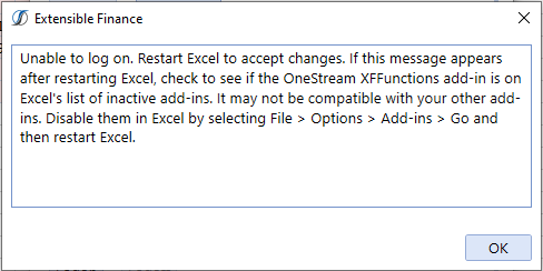 Excel Addin- Unable to log on. | OneStream Community