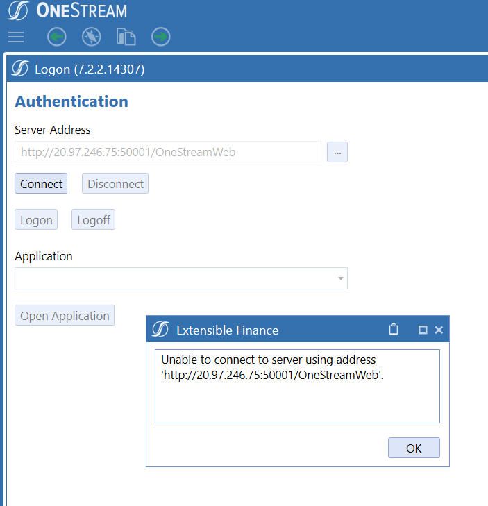Generic Error Connecting after Upgrade from 711 to 722. | OneStream Community