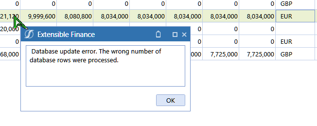 Database update error. The wrong number of database rows were processed ...