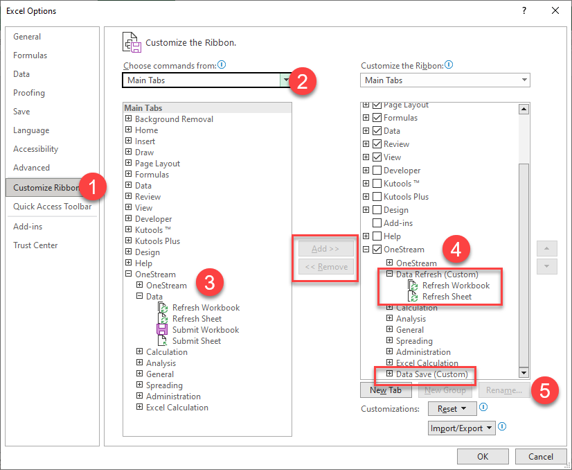 Excel Addin TIP: To customize your OneStream Ribbon - Separate button Save Worksheet and Refresh ...