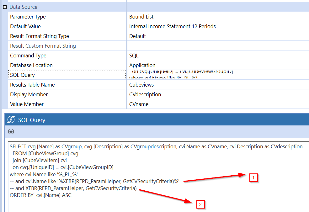 Use of XFBR in the SQL query of a Bound List parameter | OneStream Community