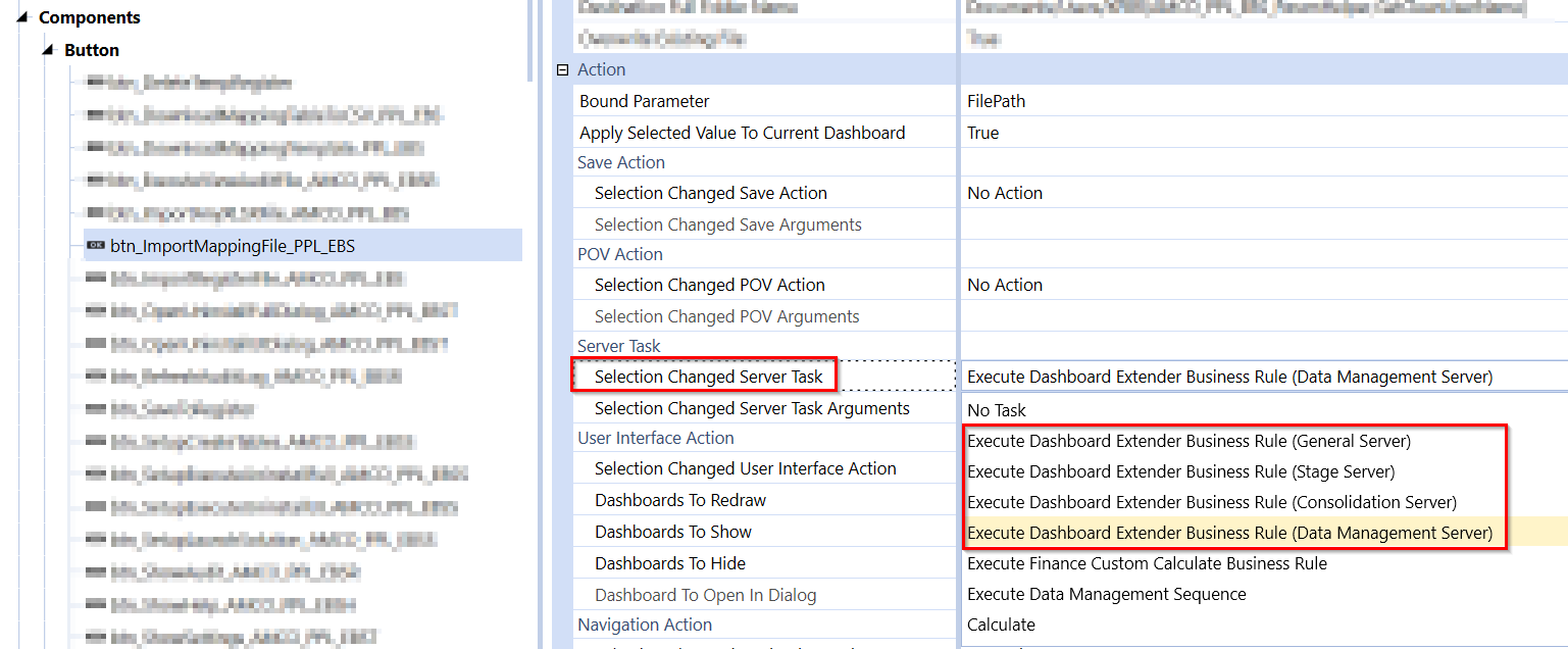 Which Server To Choose When Setting A Dashboard Button To Run A Dashboard Extender Business Rule