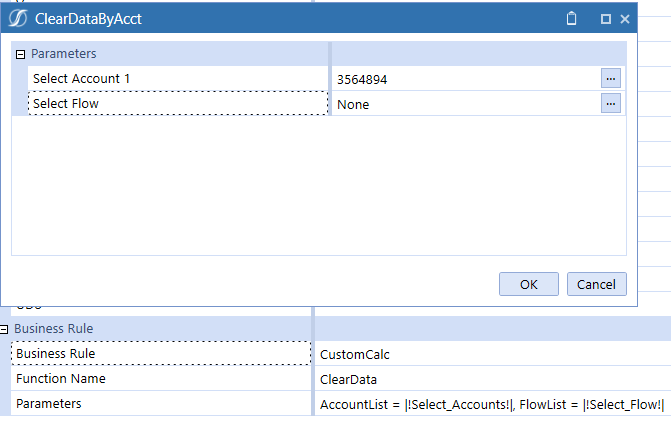 Clear data through a data management job for specific accounts selected in parameter/s ...